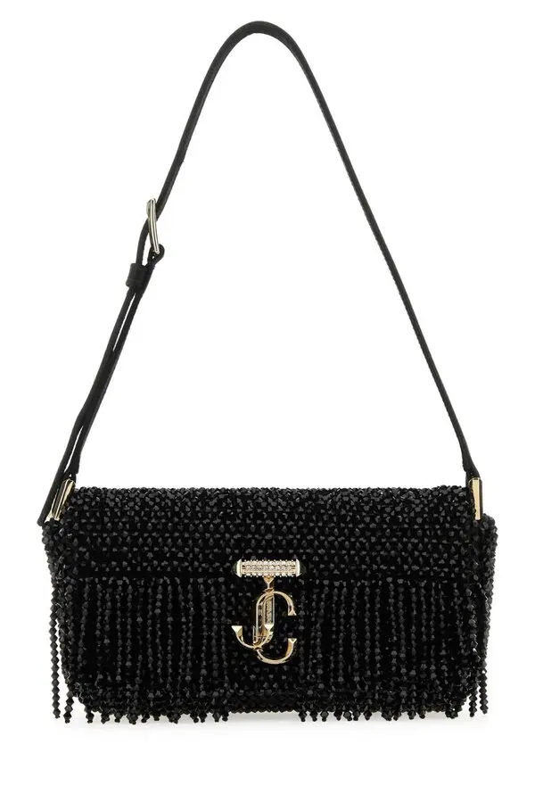 JIMMY CHOO Satin Mini Avenue Shoulder Bag - Black