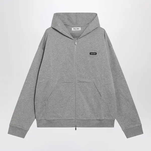 Miu Miu Cotton Zip-up Sweatshirt - Gray