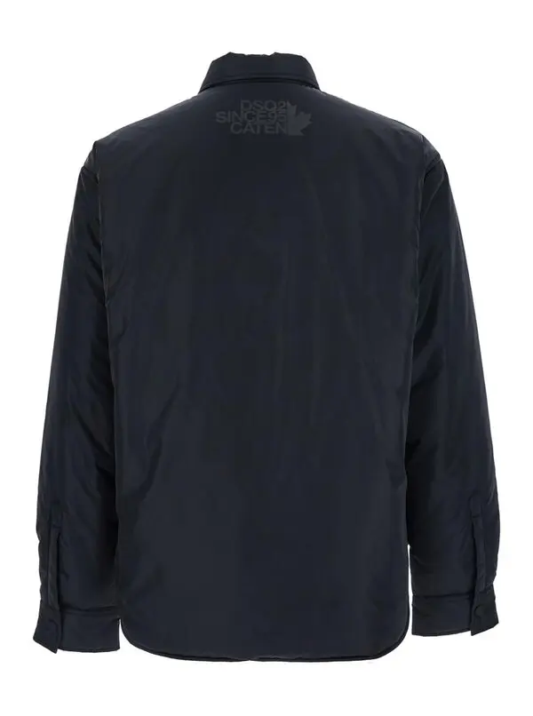 Dsquared2 Black Jacket With Classic Collar And Logo Print On The Rear In Tech Fabric - Multicolor