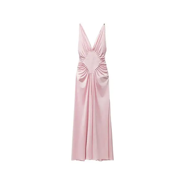 Versace Viscose Jersey Rombo Motif Evening Gown - Pink