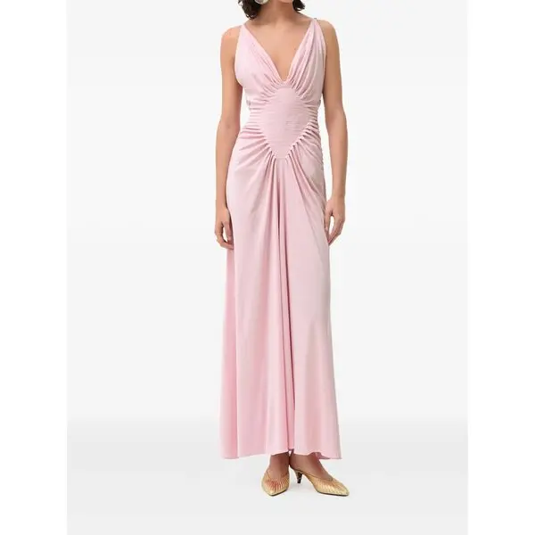 Versace Viscose Jersey Rombo Motif Evening Gown - Pink