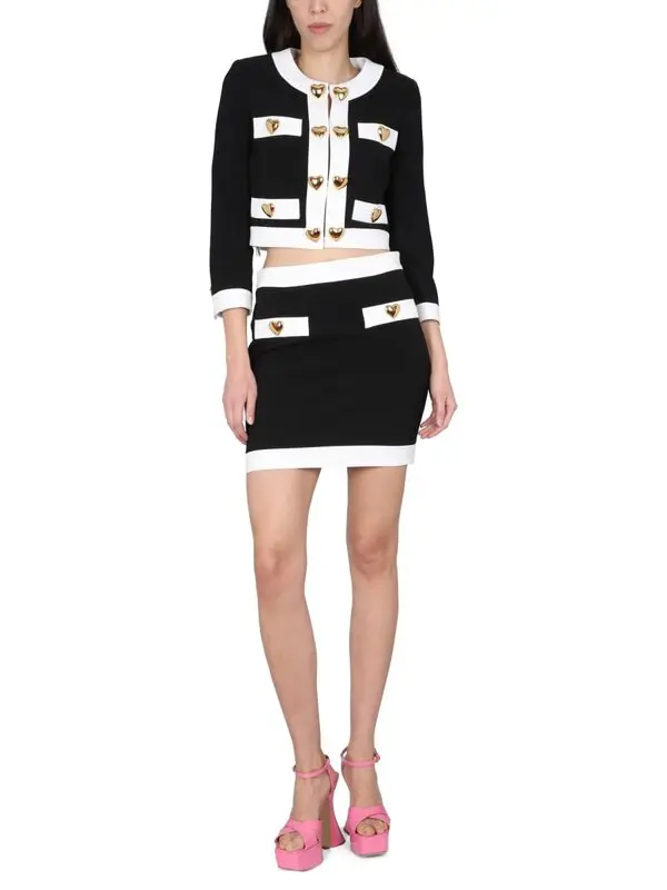 Moschino Crepe Miniskirt With Heart Buttons