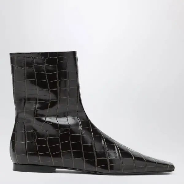 TOTEME Crocodile-effect Leather Chelsea Boots With Zip - Brown