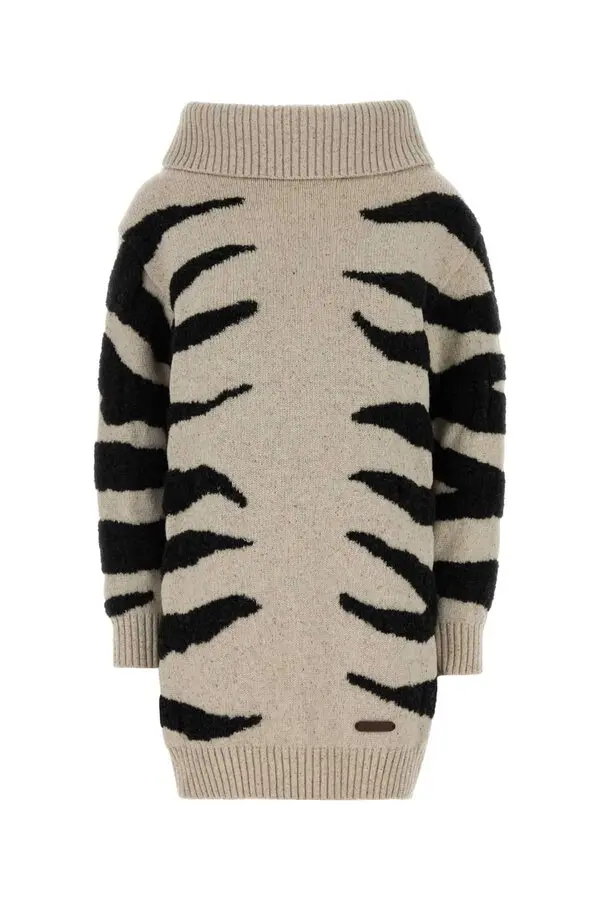 Moschino Sand Wool Blend Sweater Dress - Brown