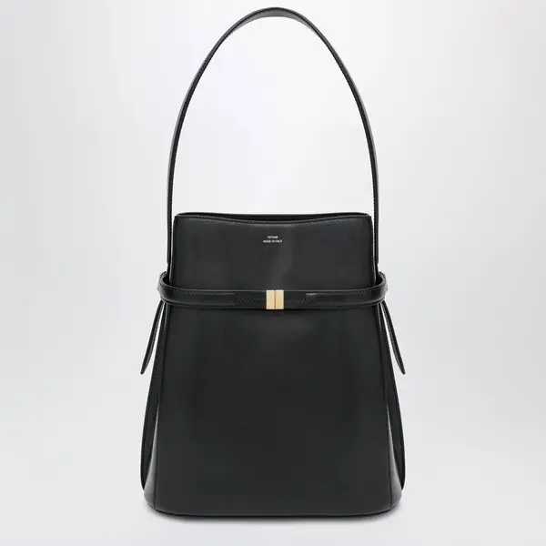 TOTEME Leather Bucket Bag With Strap - Black