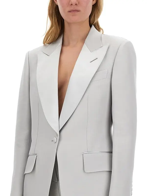 TOM FORD Bianca Single-breasted Tuxedo Jacket - Gray