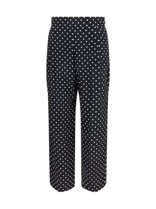 Valentino Garavani Polka-dot Crêpe De Chine Pants - Black