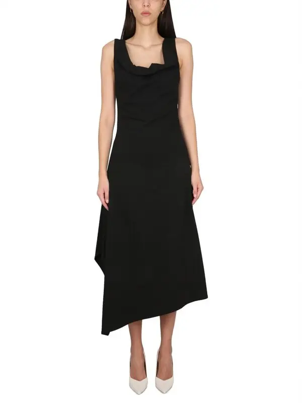 Bottega Veneta Asymmetrical Midi Dress - Black