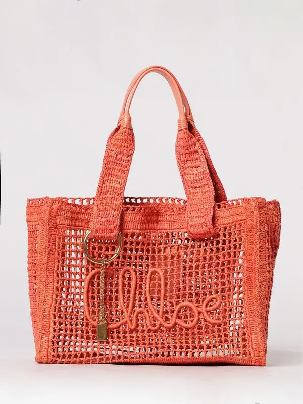Chloé East-west Summer Banana Raffia Tote Bag - Orange