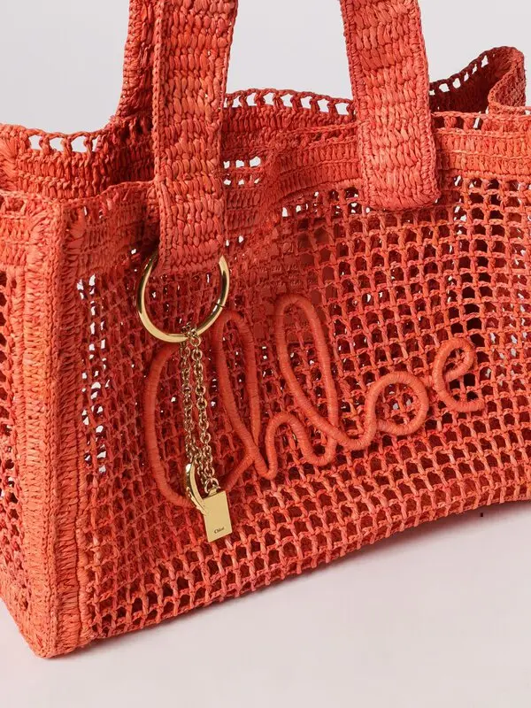 Chloé East-west Summer Banana Raffia Tote Bag - Orange