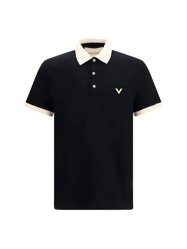 Valentino Garavani Polo With Contrast Trims - Black