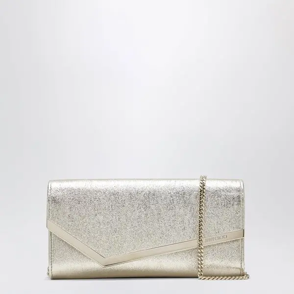 JIMMY CHOO Emmie Brilliance Fabric Clutch In Platinum Ice - Silver