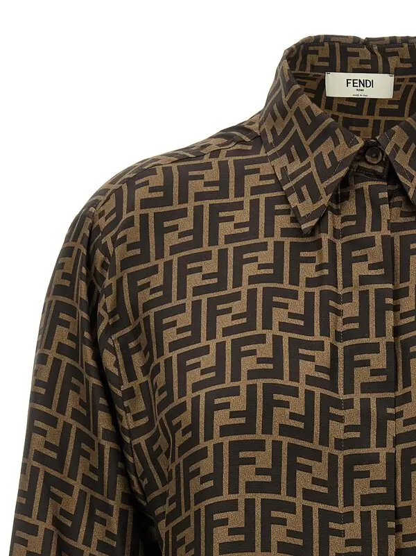 Fendi Ff Monogram Silk Twill Shirt