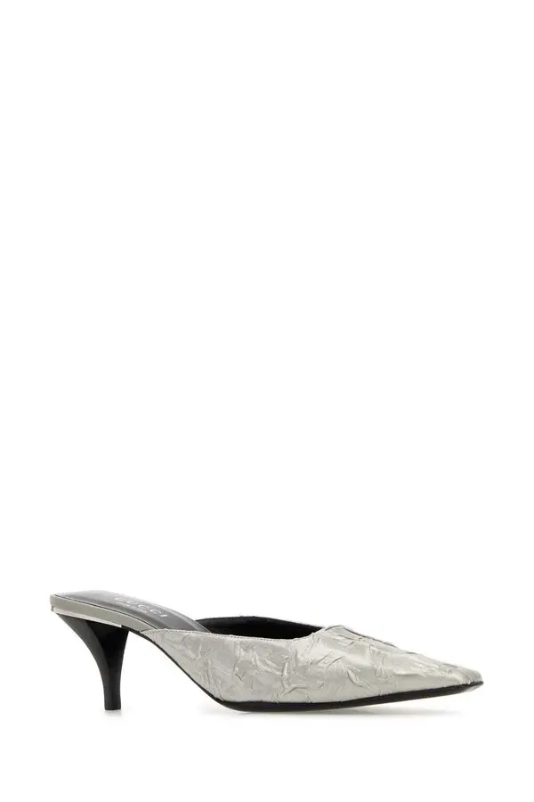 Gucci Fabric Mules - Silver