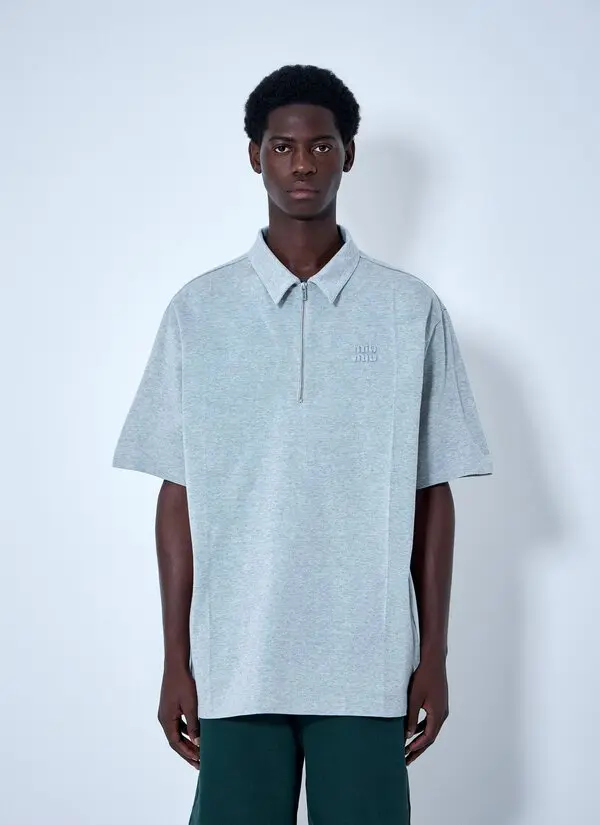 Miu Miu Half-zip Polo Shirt - Gray