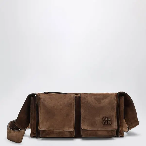 Miu Miu Utilitaire Crossbody Bag In Cocoa Suede - Brown