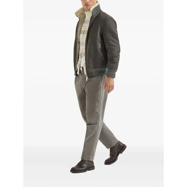 Brunello Cucinelli Shearling Trim Bomber Jacket