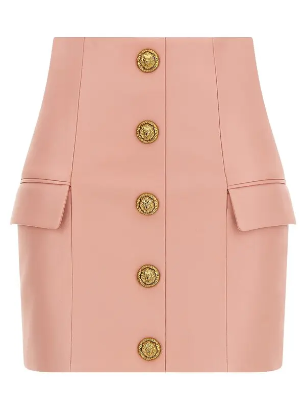 Balmain Testa Di Leoni Lamb Leather Mini Skirt - Pink