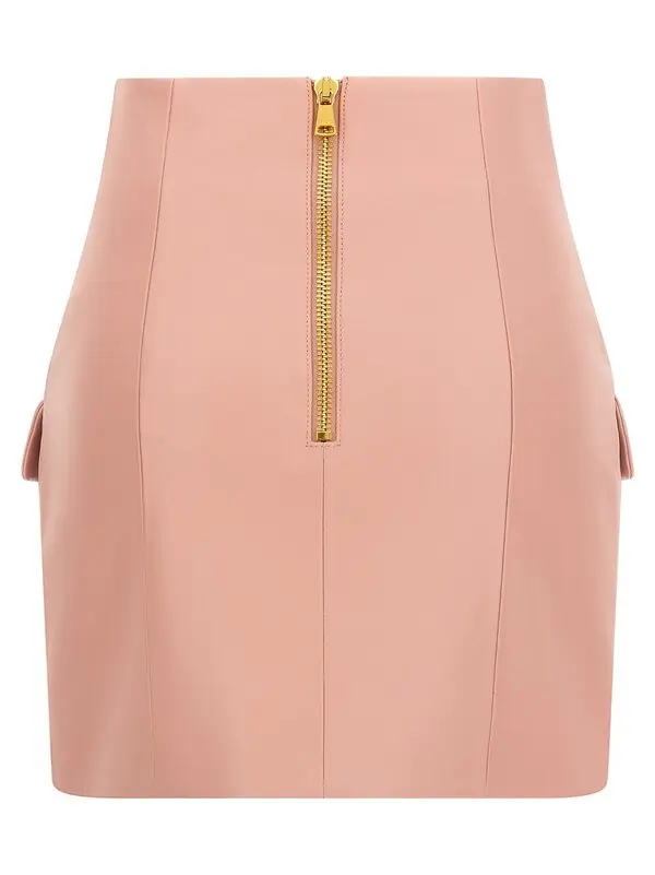 Balmain Testa Di Leoni Lamb Leather Mini Skirt - Pink