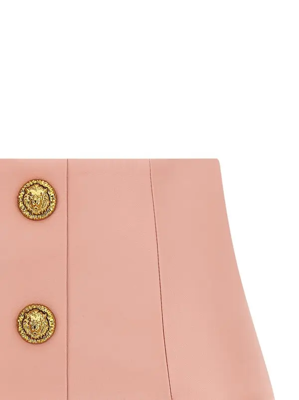 Balmain Testa Di Leoni Lamb Leather Mini Skirt - Pink