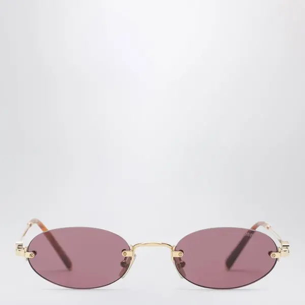 Miu Miu Logo Sunglasses In Gold/yellow - Silver