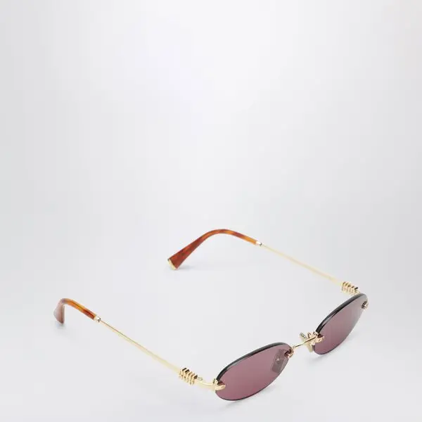 Miu Miu Logo Sunglasses In Gold/yellow - Silver