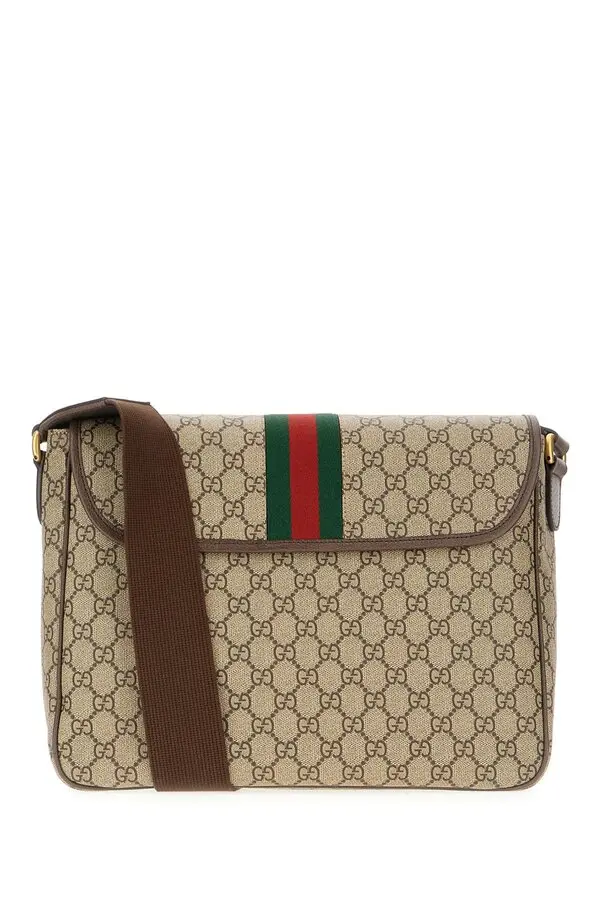 Gucci Monogram Messenger Bag With Web Stripe - Multicolor
