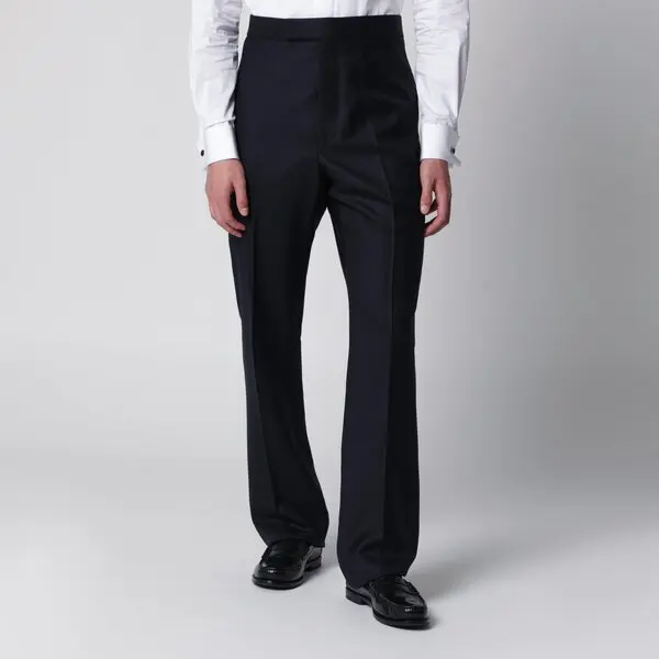 Thom Browne Navy Wool Trousers - Blue