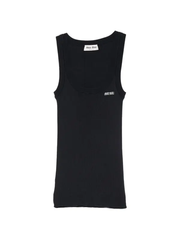 Miu Miu Logo Cotton Tank Top