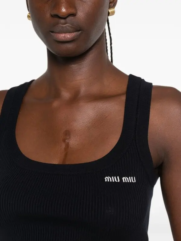 Miu Miu Logo Cotton Tank Top