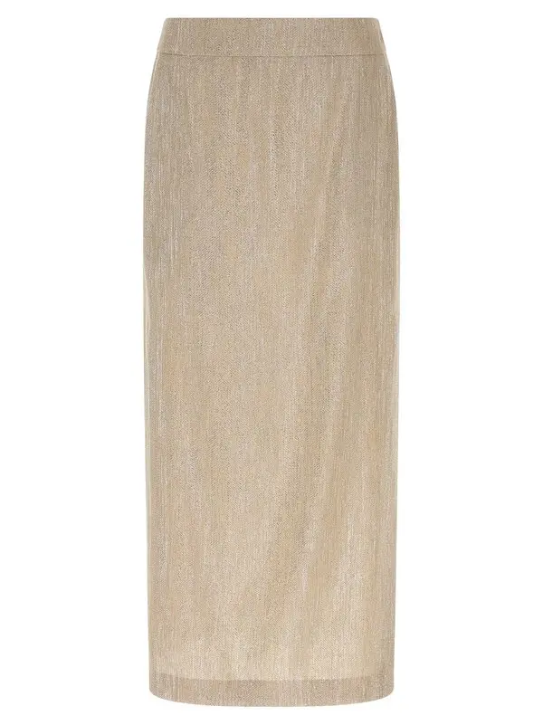 Peserico Lamé Thread Midi Skirt - Cream