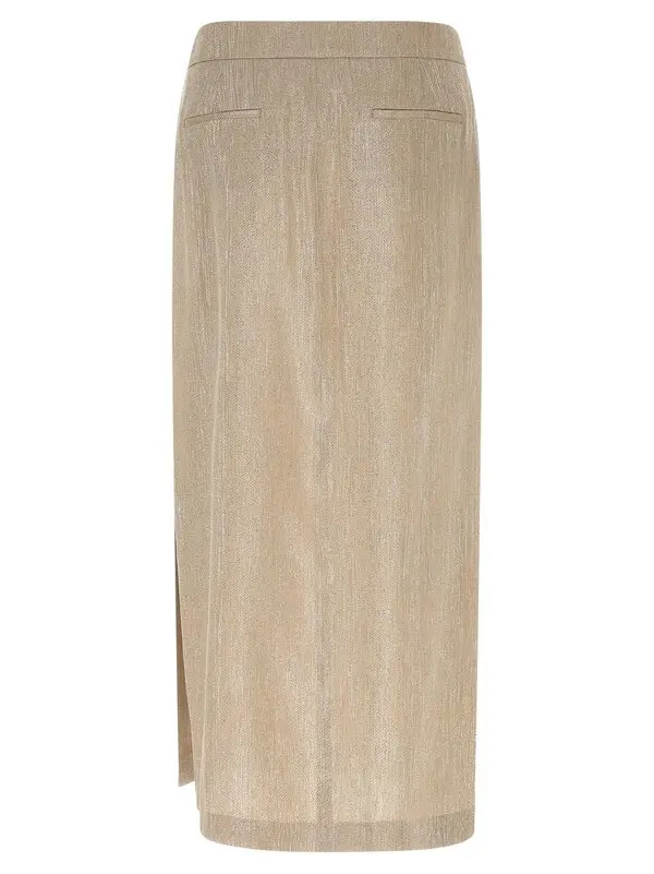 Peserico Lamé Thread Midi Skirt - Cream