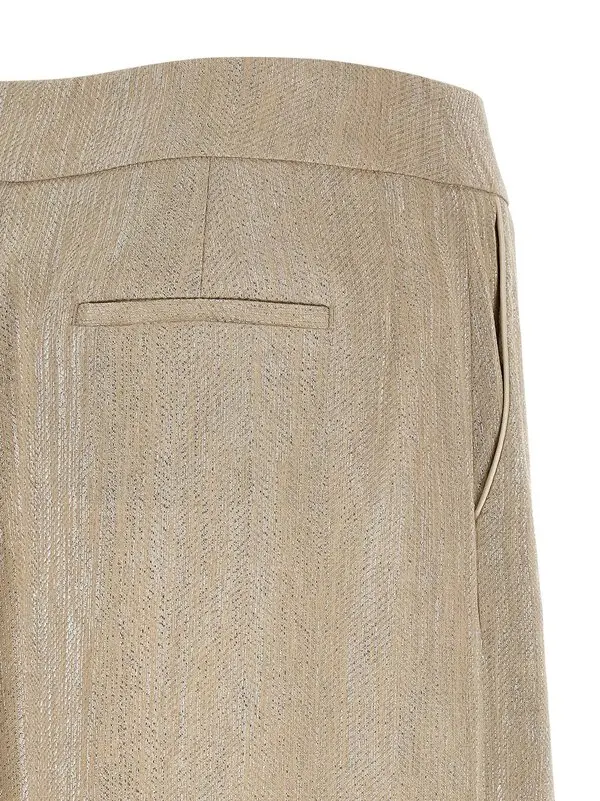 Peserico Lamé Thread Midi Skirt - Cream