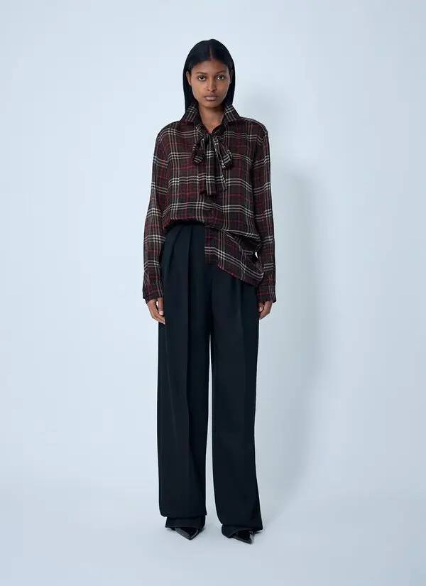 Saint Laurent Tartan Silk Cassandre Shirt
