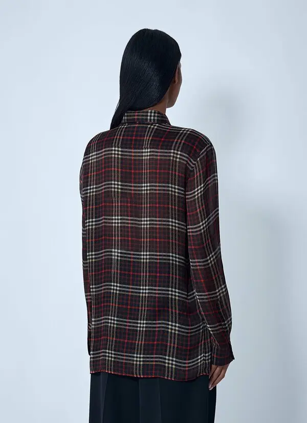 Saint Laurent Tartan Silk Cassandre Shirt