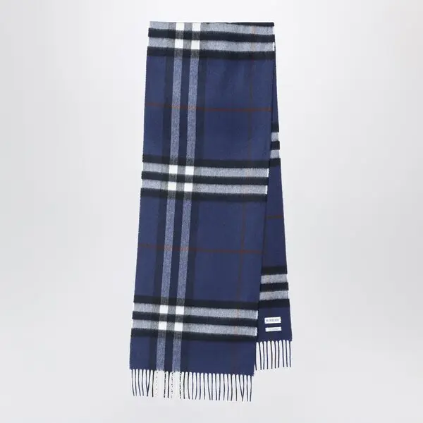 Burberry Cashmere Scarf With A Checked Pattern - Blue