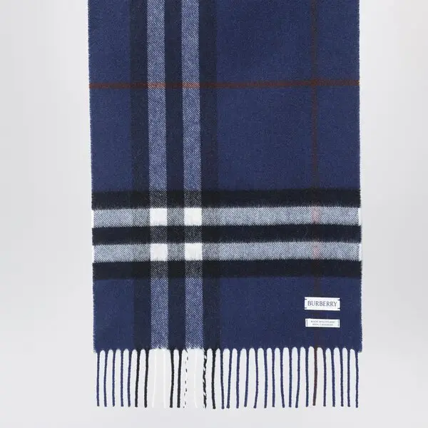 Burberry Cashmere Scarf With A Checked Pattern - Blue