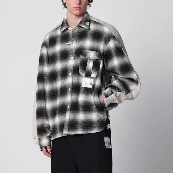 Mihara Yasuhiro Reversible Shirt Jacket In /white French Terry - Black