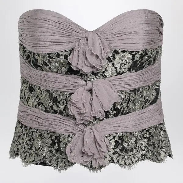 Valentino Garavani Chiffon Silk Top - Gray