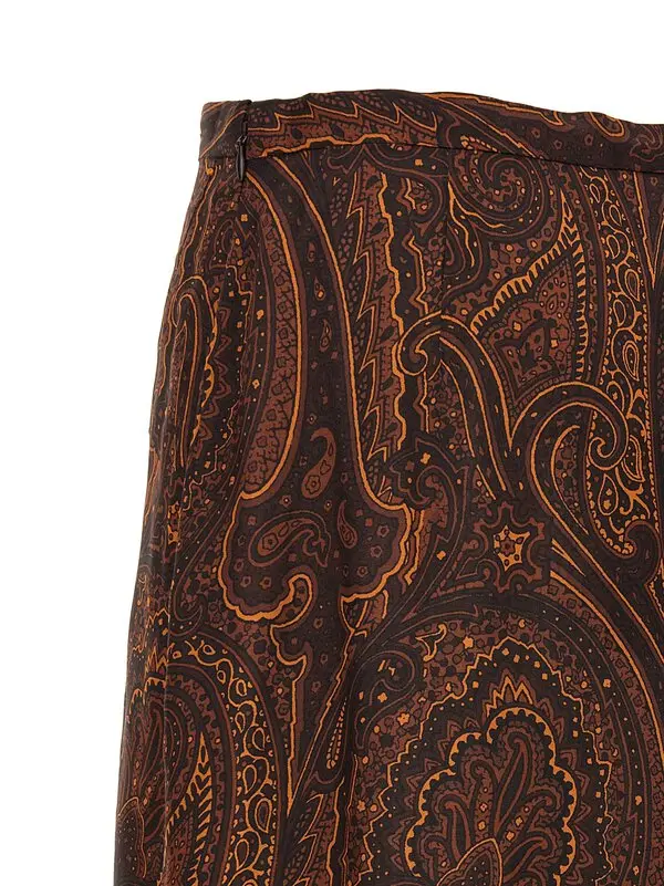 Etro Silk Paisley Ruffle Skirt