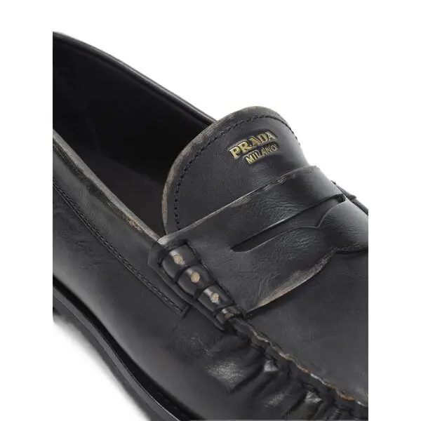 Prada Antiqued Leather Loafers