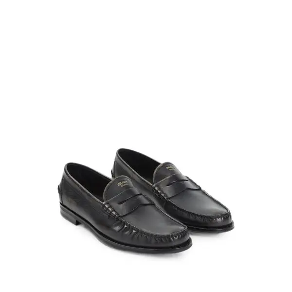 Prada Antiqued Leather Loafers