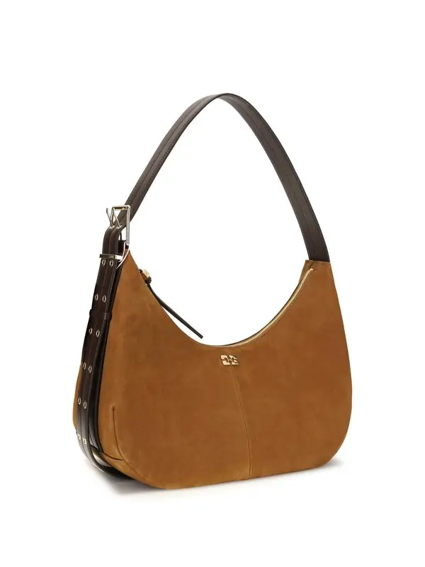 GANNI Suede Vegan Shoulder Bag - Brown