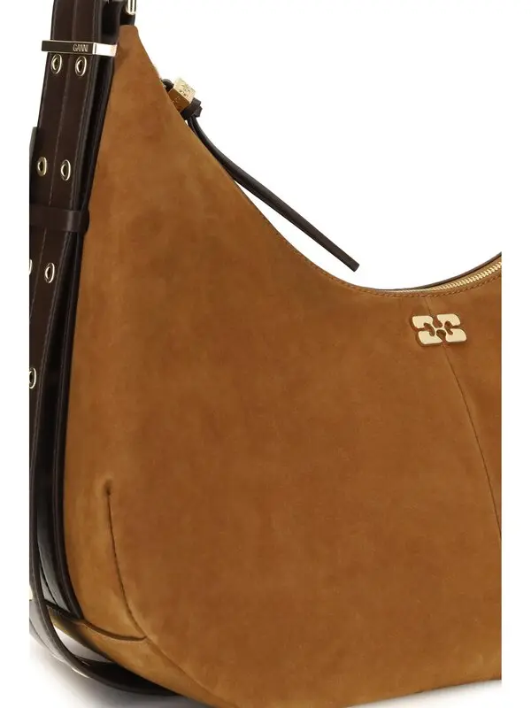 GANNI Suede Vegan Shoulder Bag - Brown