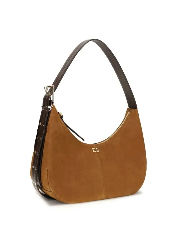 GANNI Suede Vegan Shoulder Bag - Brown