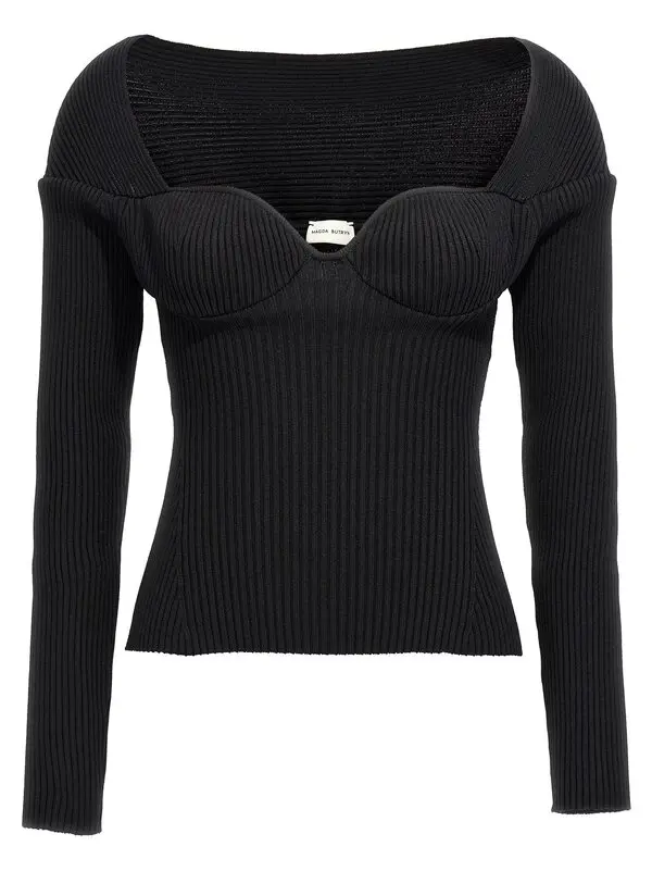 Magda Butrym Ribbed Sweetheart Sweater - Black