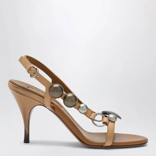 Miu Miu Waxed Leather Sandals - Brown