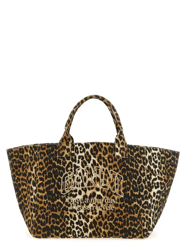 GANNI Leopard Xxl' Shopping Bag - Brown