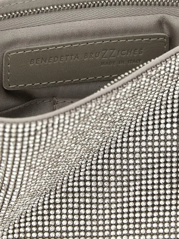 Benedetta Bruzziches Rhinestone Mesh Clutch - Silver