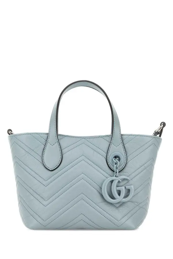 Gucci Pastel Light Leather Small Gg Marmont Handbag - Blue